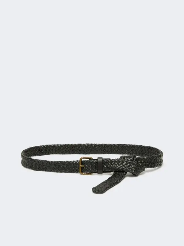 Max Mara Woven Leather Belt - Black