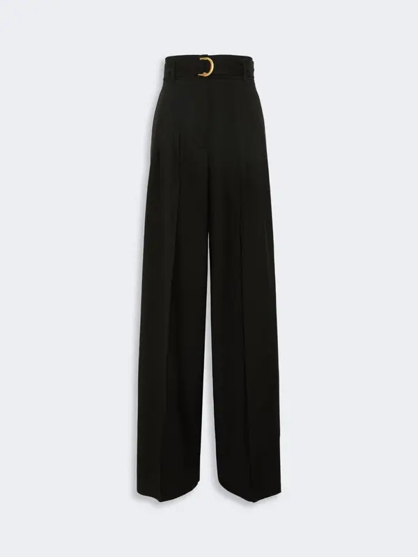 Max Mara High-waisted Woollen Cloth Trousers - Black