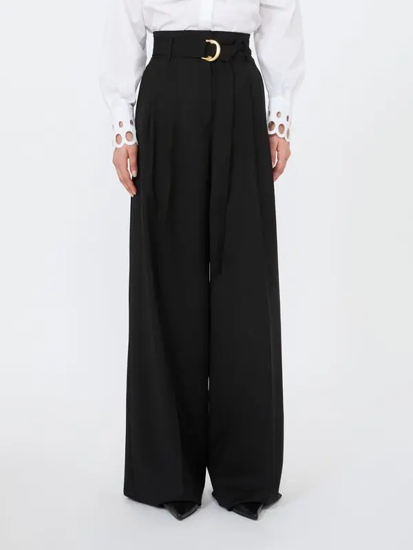 Max Mara High-waisted Woollen Cloth Trousers