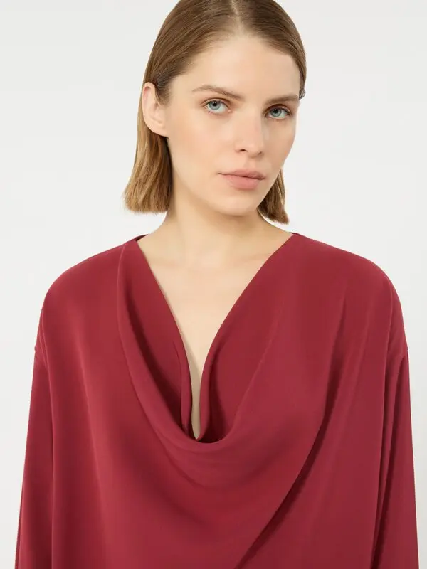 Max Mara Technical Cady Blouse With Draped Detail - Ruby