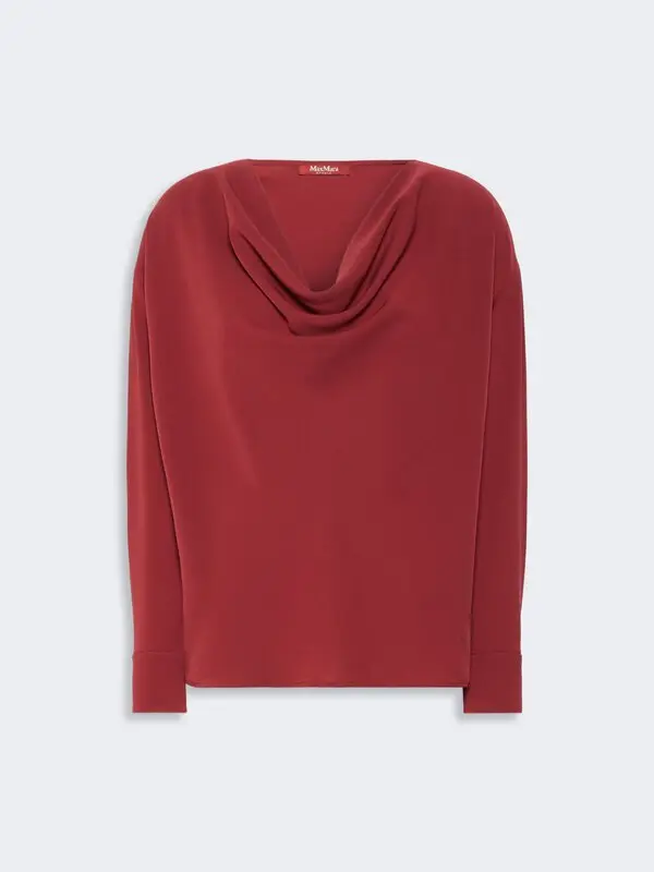 Max Mara Technical Cady Blouse With Draped Detail - Ruby