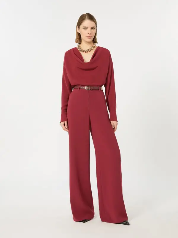 Max Mara Technical Cady Blouse With Draped Detail - Ruby
