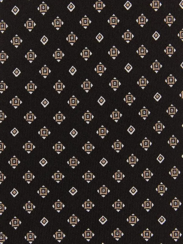 REISS Silvio Silk Twill Micro Diamond-print Tie - Black
