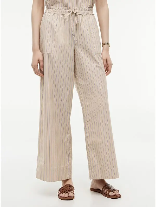 Tommy Hilfiger Striped Poplin Pull-on Pant Beige
