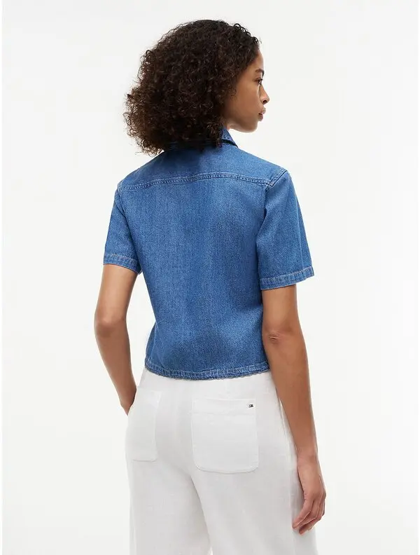 Tommy Hilfiger Short Sleeve Denim Tie-hem Shirt