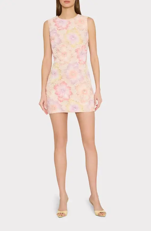 MILLY Ivette Beaded Floral Appliqué Mini Dress - Rainbow Multi