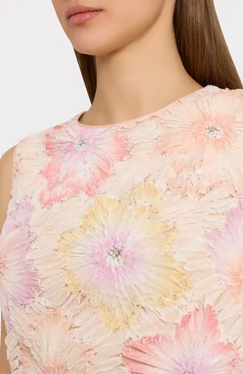 MILLY Ivette Beaded Floral Appliqué Mini Dress - Rainbow Multi