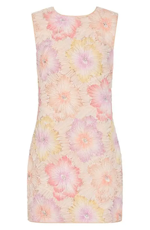 MILLY Ivette Beaded Floral Appliqué Mini Dress - Rainbow Multi