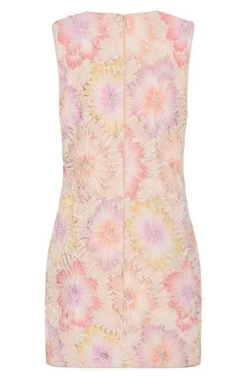 MILLY Ivette Beaded Floral Appliqué Mini Dress - Rainbow Multi