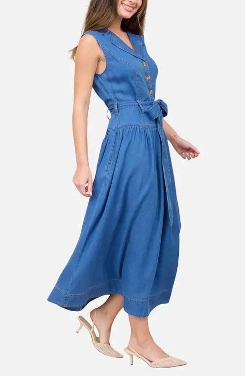 BLU PEPPER Sleeveless Midi Dress With Removable Sash