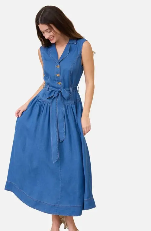 BLU PEPPER Sleeveless Midi Dress With Removable Sash