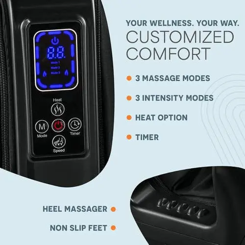 LIFEPRO Shiatsu Foot Massager With Heat Deep Kneading Foot Massager & Calf Therapy Machine - Black