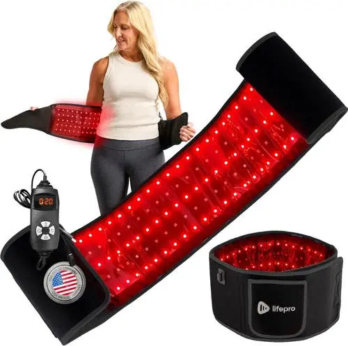 LIFEPRO Challeva Red Light Therapy Belt 660nm & 850nm Infrared Belt For Pain Relief & Wellness - Black