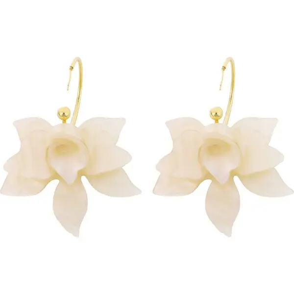 PANACEA Resin Flower Drop Earrings With Gold Accents - Ivory