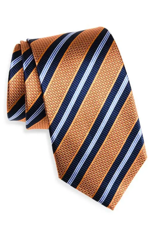 Nordstrom Textured Stripe Silk Neck Tie - Orange