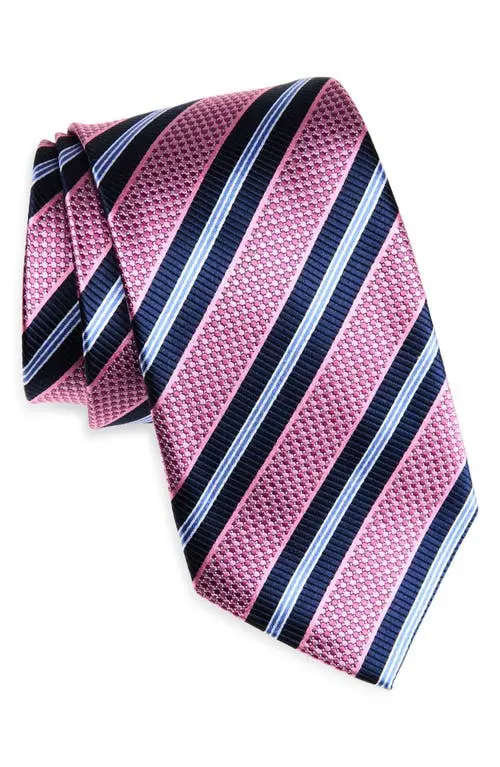 Nordstrom Textured Stripe Silk Neck Tie - Pink