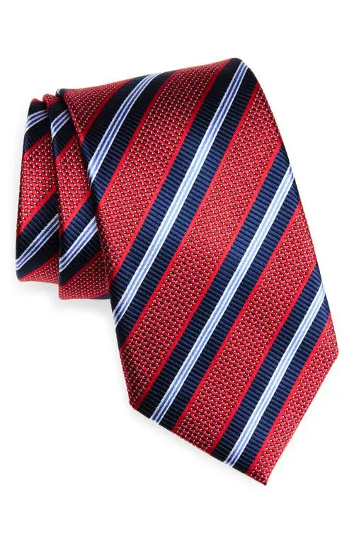Nordstrom Textured Stripe Silk Neck Tie - Red