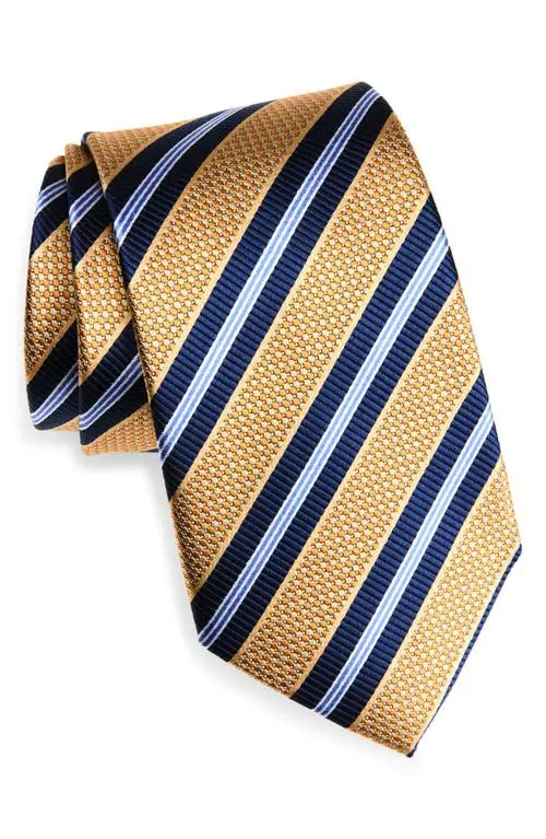 Nordstrom Textured Stripe Silk Neck Tie - Yellow