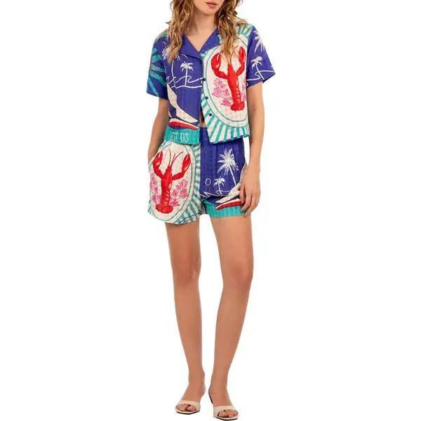 Agua Bendita Lia Alina Cotton Cover-up Shorts - Multicolor