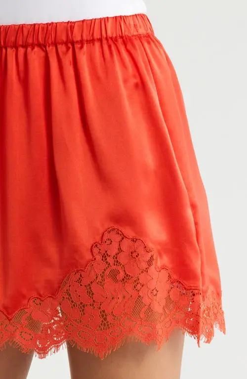 RE/DONE Alexia Lace Trim Silk Blend Slip Miniskirt