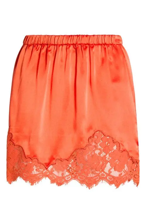 RE/DONE Alexia Lace Trim Silk Blend Slip Miniskirt