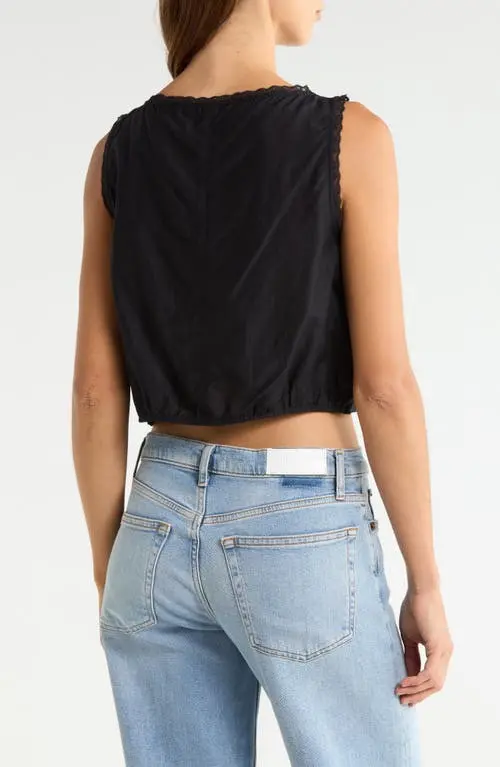 RE/DONE Allegra Lace Trim Button-up Crop Top