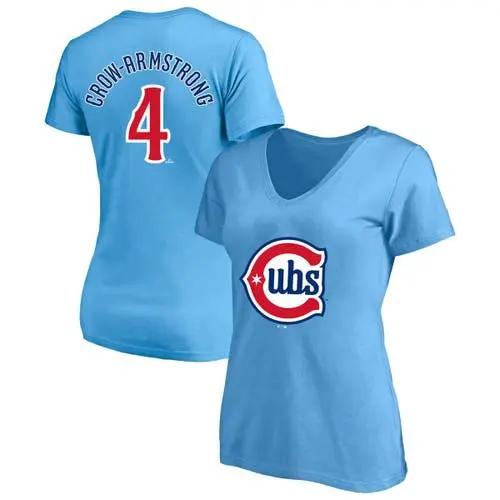 Profile Pete Crow-armstrong Chicago Cubs Name & Number V-neck T-shirt - Light Blue