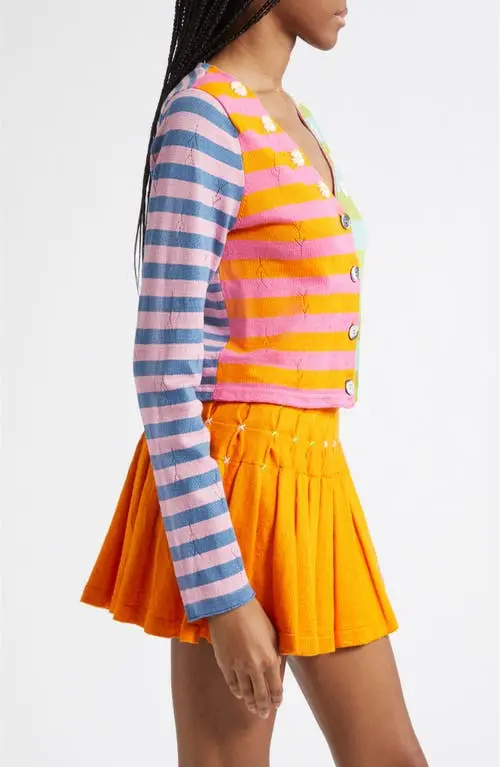 YANYAN Daisy Stripe Linen Blend Cardigan