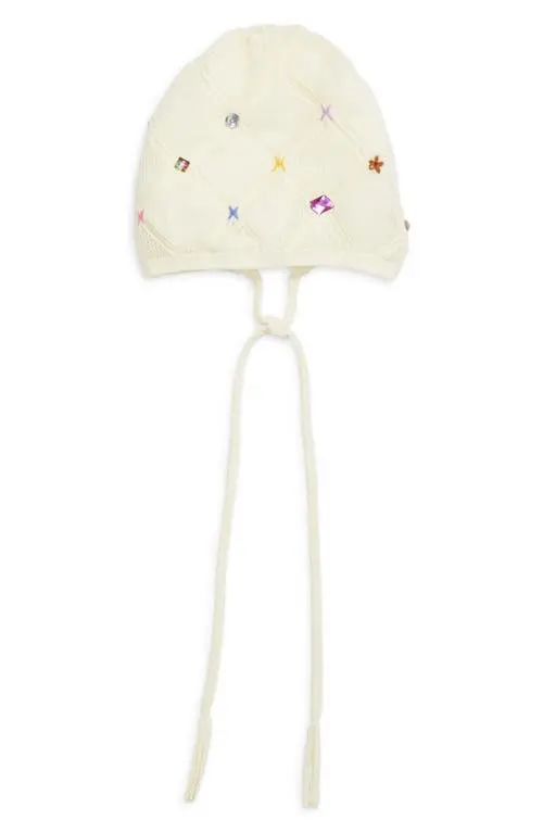 YANYAN Cotton Lattice Stitch Beanie - Ivory