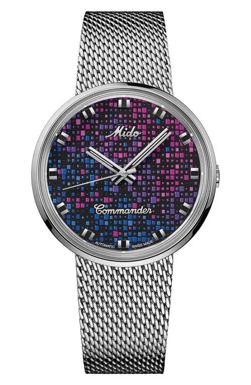 MIDO Commander Automatic Mesh Strap Watch - Black Multi