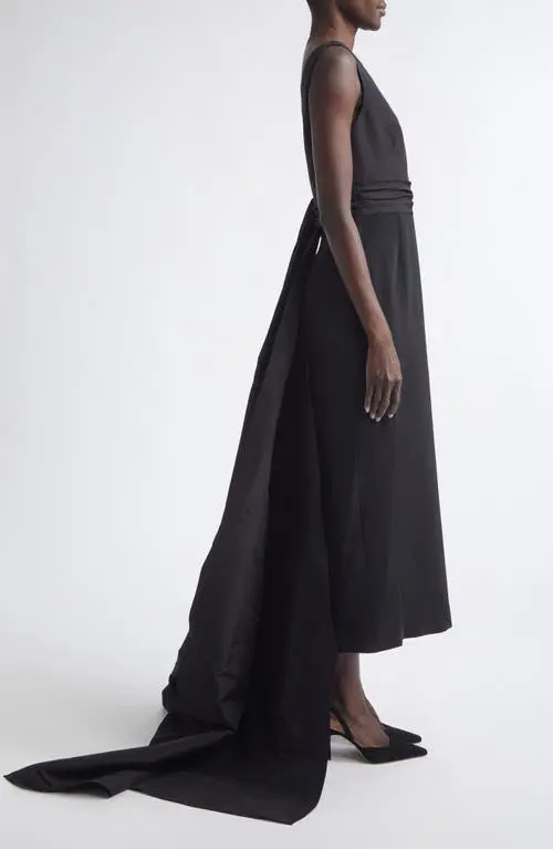 Carolina Herrera Silk Faille & Viscose Column Gown With Back Bow