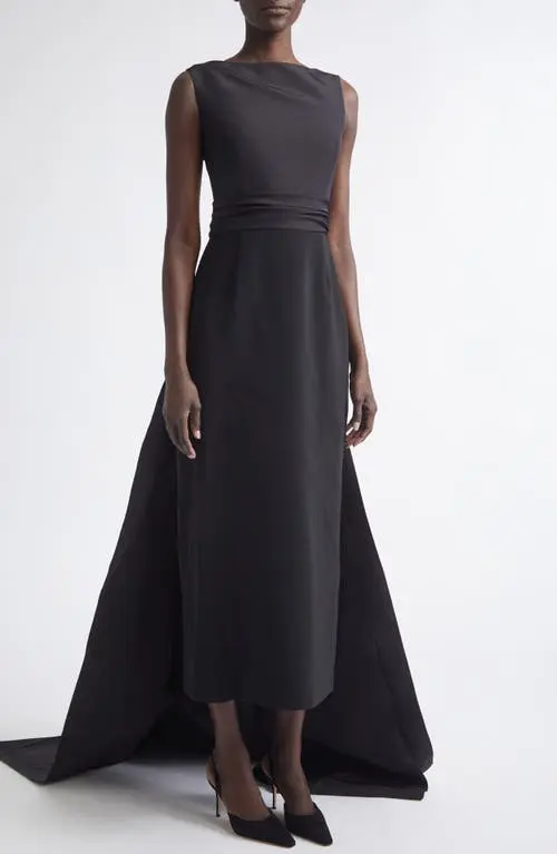 Carolina Herrera Silk Faille & Viscose Column Gown With Back Bow
