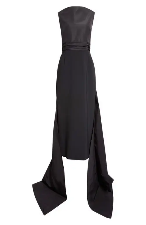 Carolina Herrera Silk Faille & Viscose Column Gown With Back Bow
