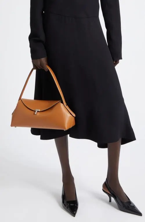TOTEME T-lock Leather Shoulder Bag - Tan