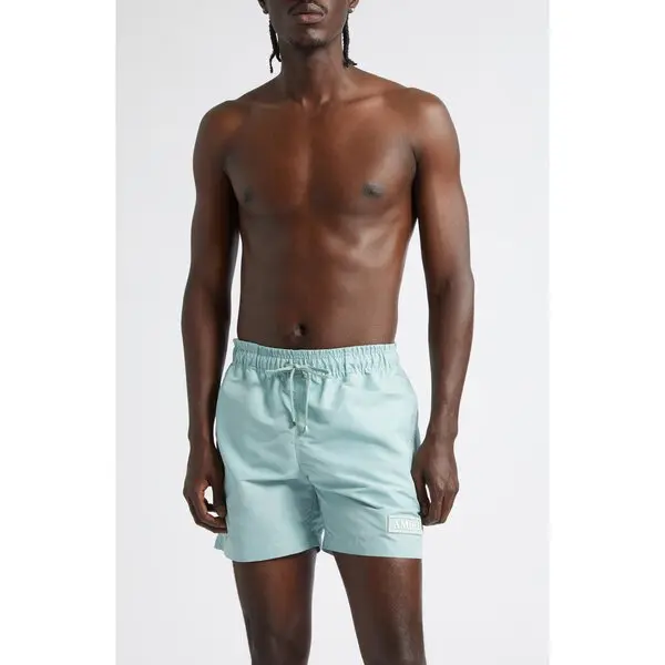 Amiri Patch Swim Trunks - Powder Teal