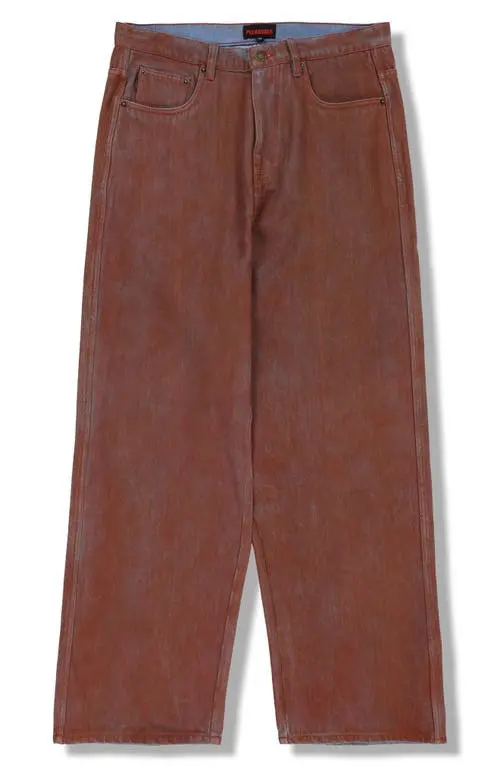 PLEASURES Spray Formula Baggy Jeans - Rust