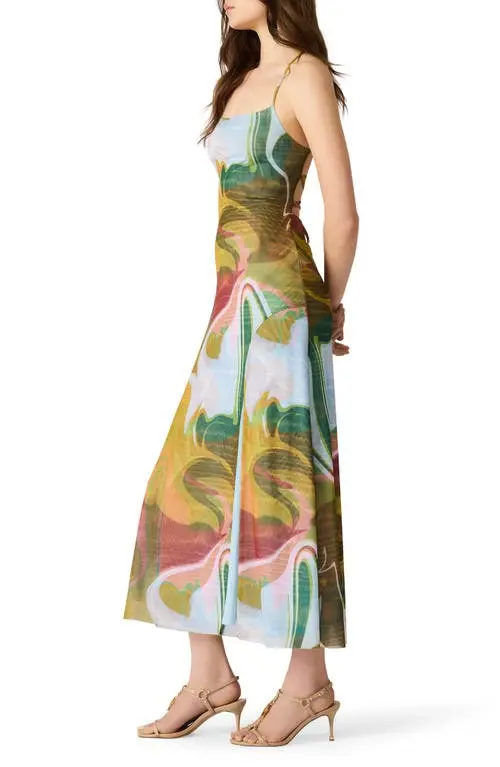 Steve Madden Adella Abstract Print Mesh Midi Dress