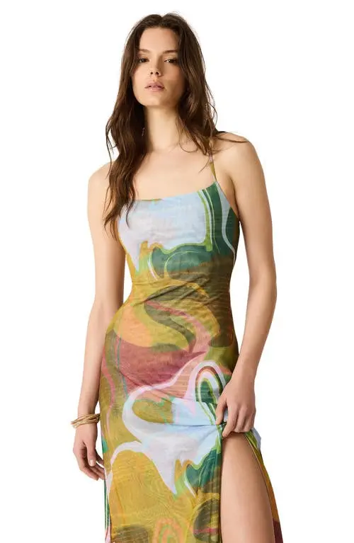 Steve Madden Adella Abstract Print Mesh Midi Dress