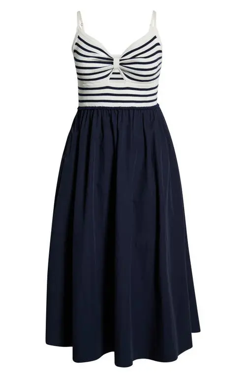 FREEMARKET Stripe Mixed Media A-line Dress