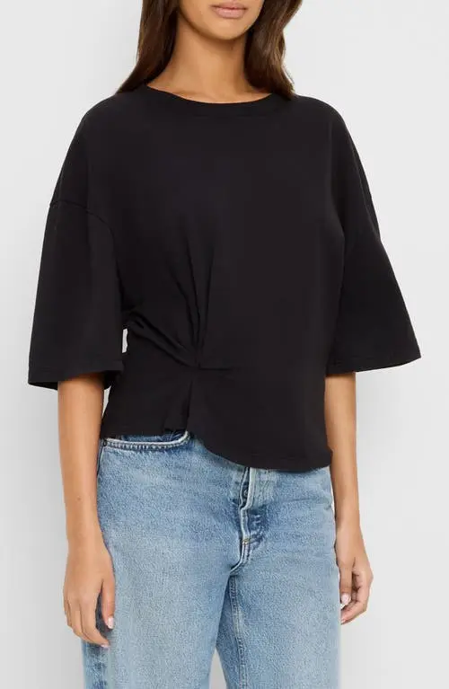Michael Stars Zinnia Pleated Side Cotton T-shirt - Black