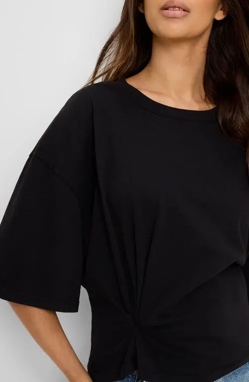 Michael Stars Zinnia Pleated Side Cotton T-shirt - Black