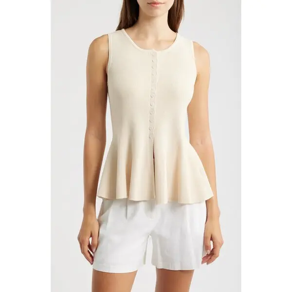 Deluc Puglia Knit Peplum Vest - Ecru