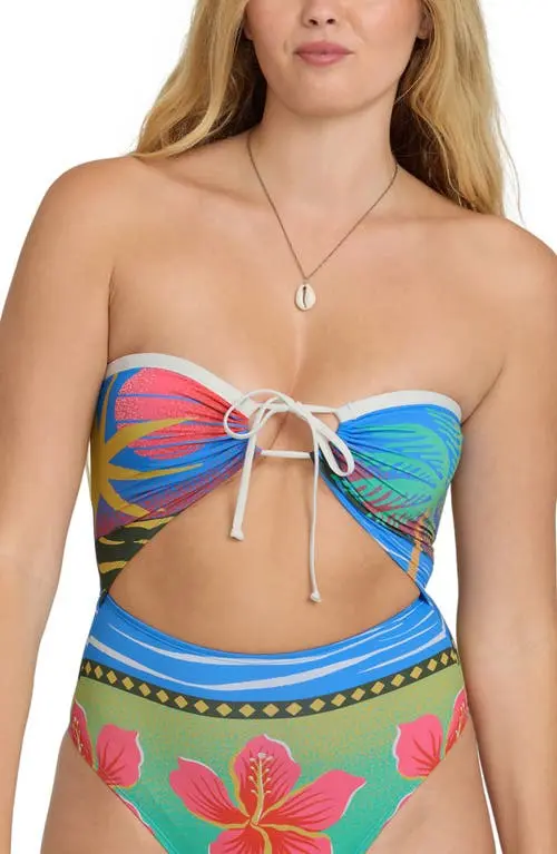 BILLABONG Tropical Print Cut Out High Leg One-piece Swimsuit