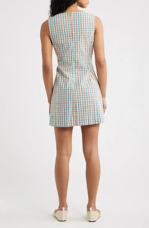 Faithfull The Brand Lydie Check Cotton & Linen Mini Dress