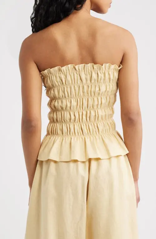 Faithfull The Brand Tiera Smocked Linen Strapless Top