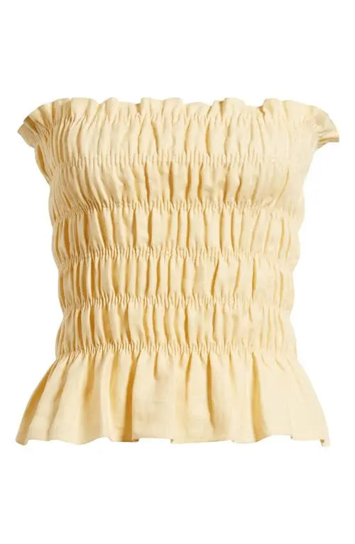 Faithfull The Brand Tiera Smocked Linen Strapless Top
