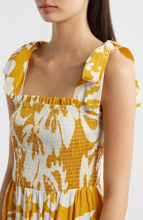 FLYING TOMATO Floral Tie Shoulder Tiered Maxi Dress
