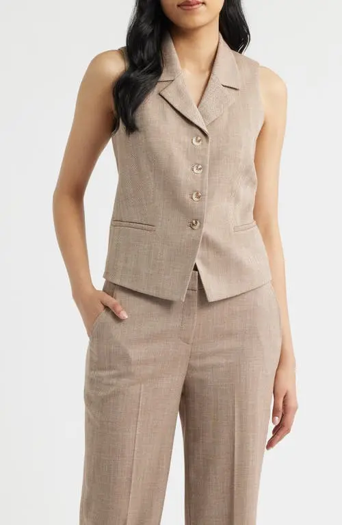 Anne Klein Herringbone Vest - Rust Multi