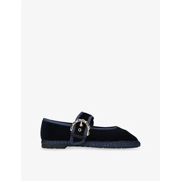 FLABELUS Sophie Velvet Ballet Flats - Blue/dark