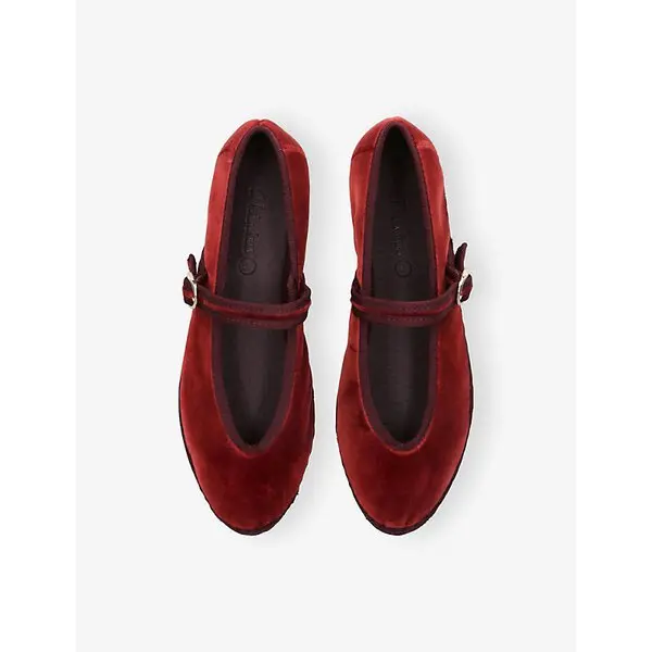 FLABELUS Pierre Sienna Velvet Mary-jane Flats